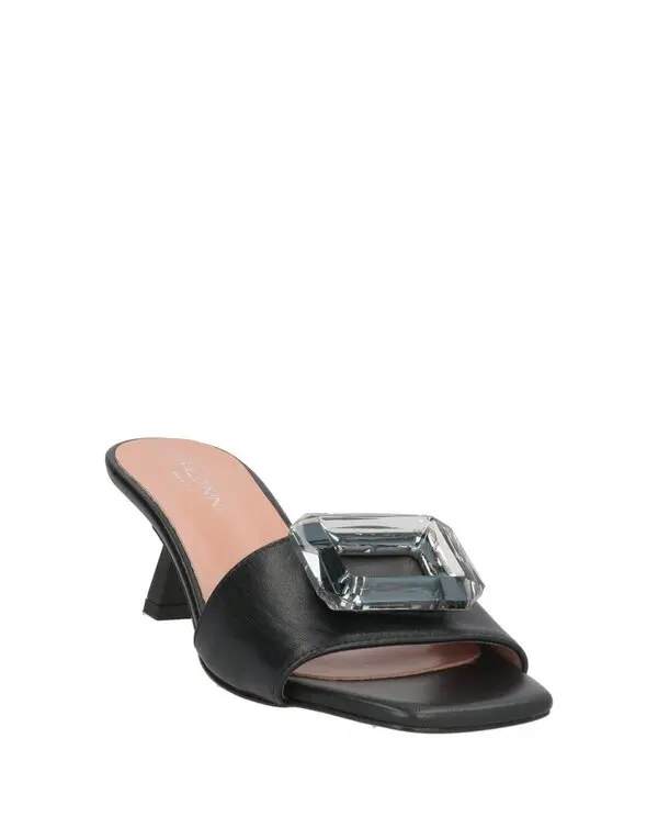 BALDININI Leather Slide Sandals With Appliqués