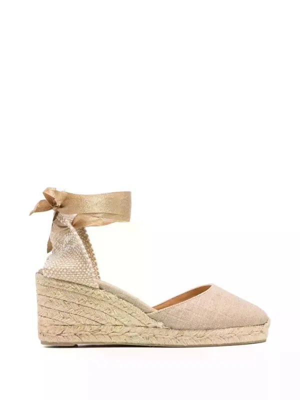 CastaÑer Carina Ribbon Wedge Espadrilles - Neutrals