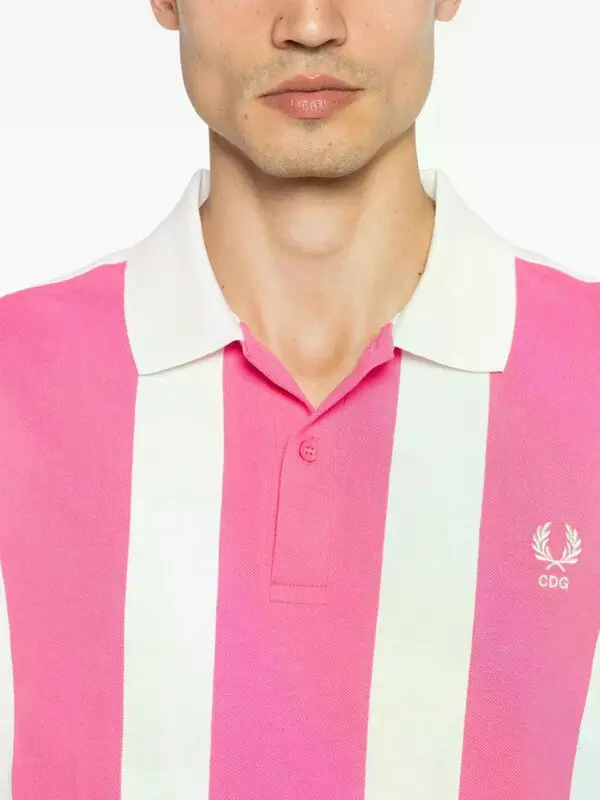 Comme Des Garçons Striped Logo-embroidered Polo Shirt