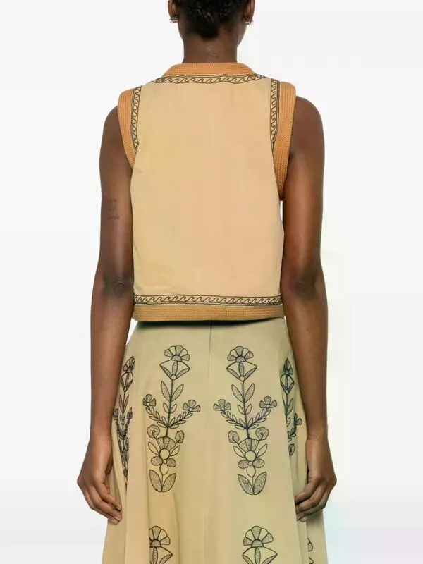 Antik Batik Maria Floral-embroidered Waistcoat - Neutrals