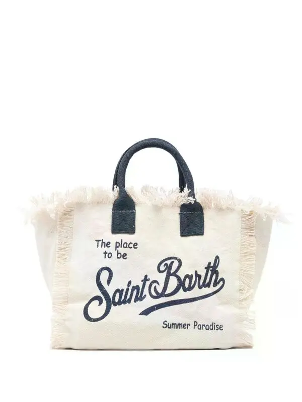 MC2 SAINT BARTH Colette Fringed Handle Tote - Neutrals