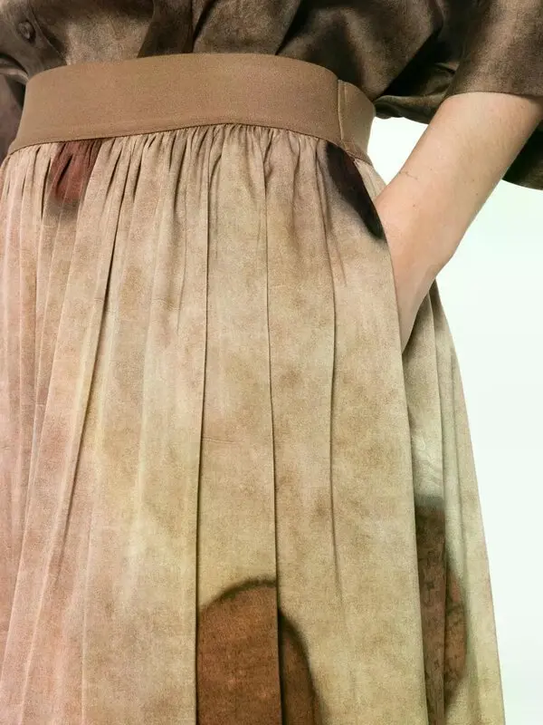 UMA WANG Gillian Spot-print Midi Skirt - Neutrals