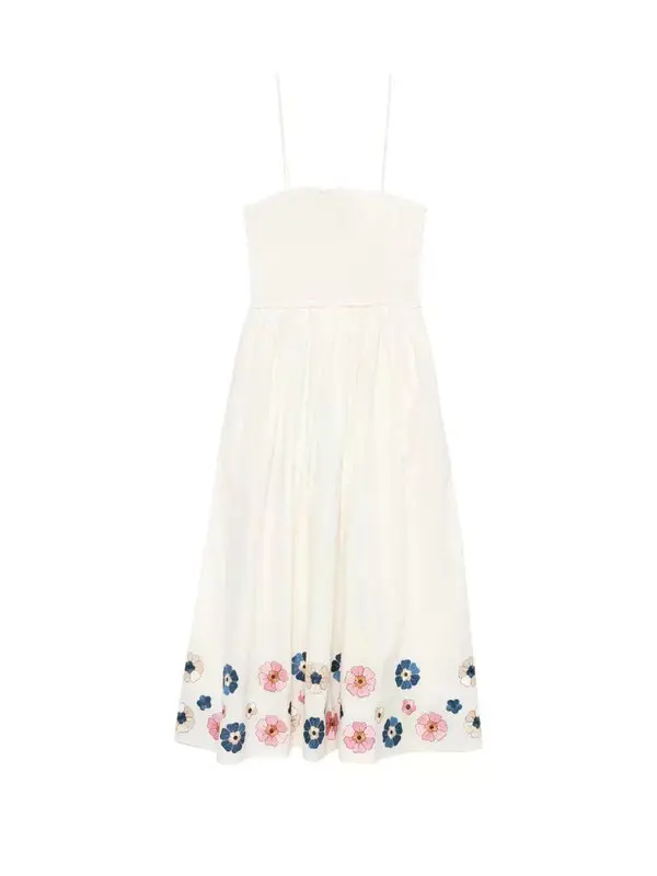 Antik Batik Floral-embroidered Midi Dress