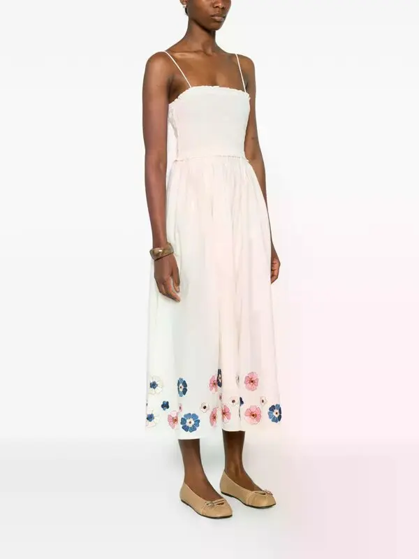 Antik Batik Floral-embroidered Midi Dress