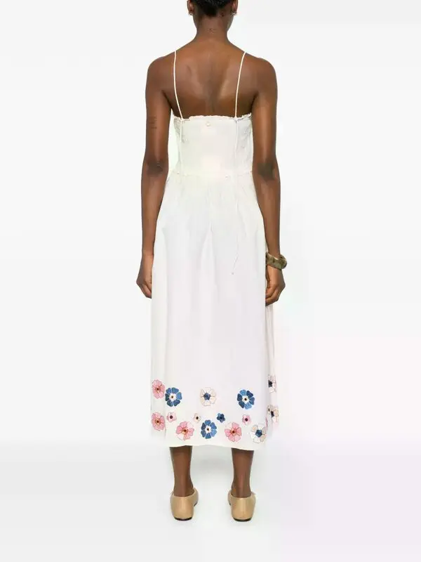 Antik Batik Floral-embroidered Midi Dress