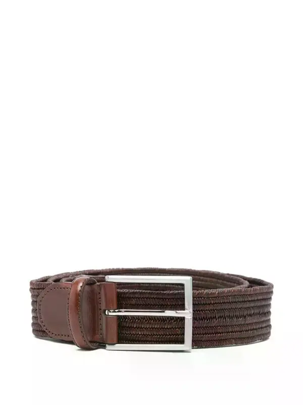 Canali Woven Leather Belt - Brown