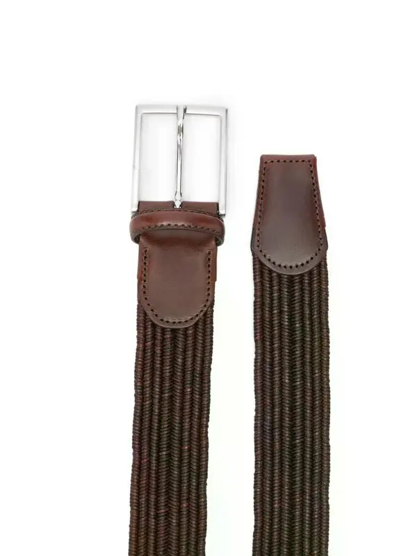 Canali Woven Leather Belt - Brown