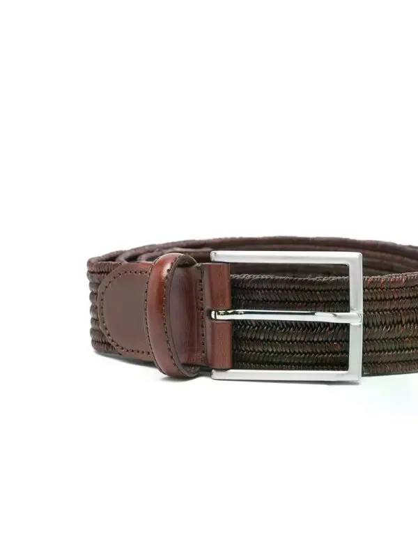 Canali Woven Leather Belt - Brown