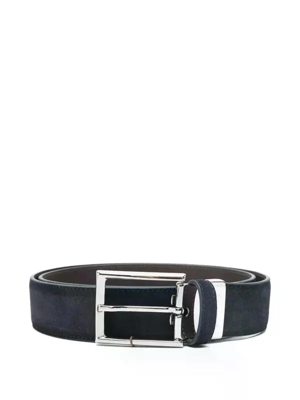 Canali Buckle Leather Belt - Blue