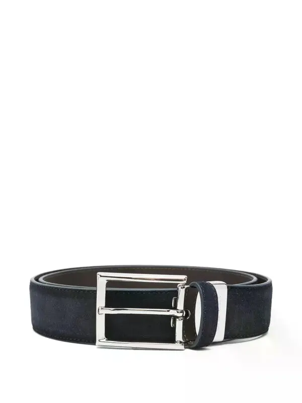 Canali Buckle Leather Belt - Blue