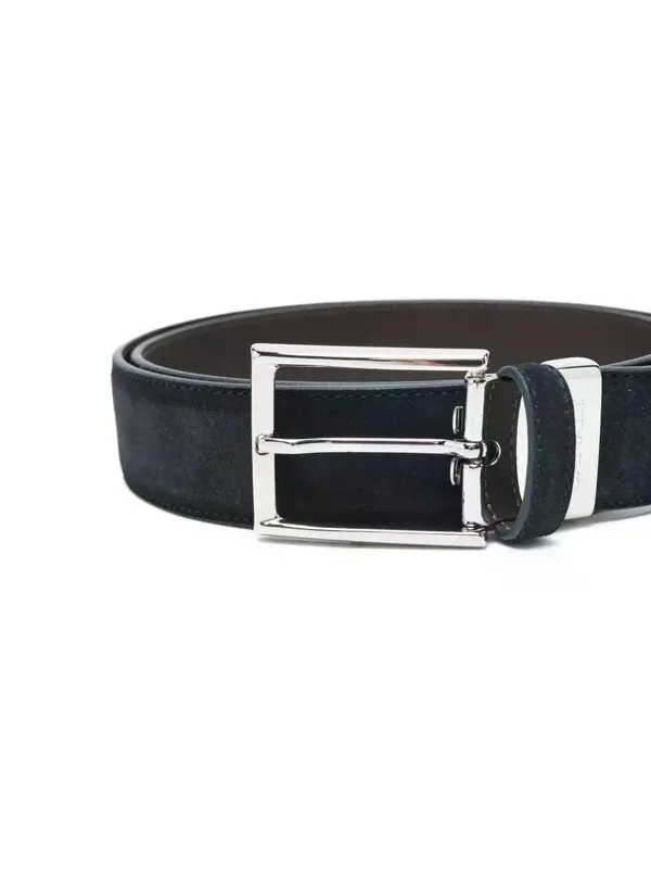 Canali Buckle Leather Belt - Blue