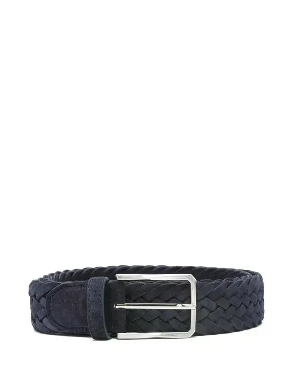 Canali Braided Leather Belt - Blue