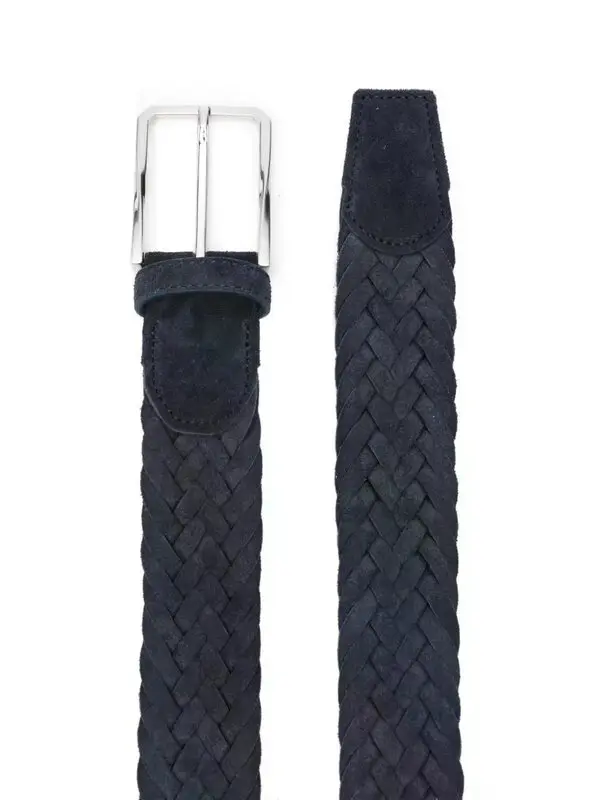 Canali Braided Leather Belt - Blue