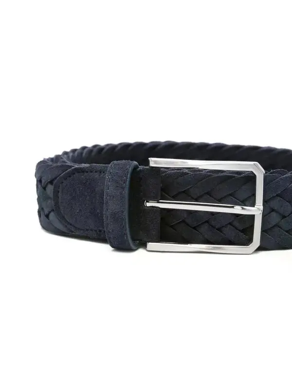 Canali Braided Leather Belt - Blue