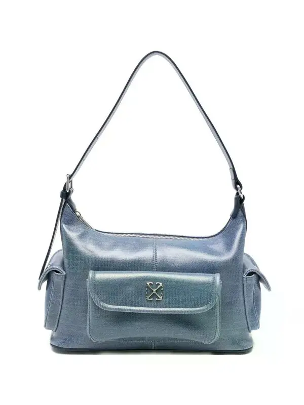 Off-White Shoulder Bag With Flap Pockets - Blue