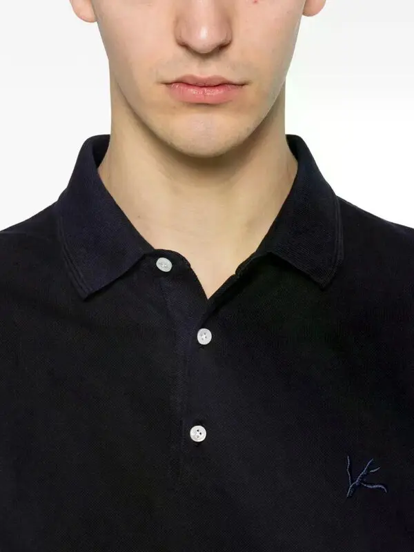 Isaia Logo-detail Polo Shirt - Blue