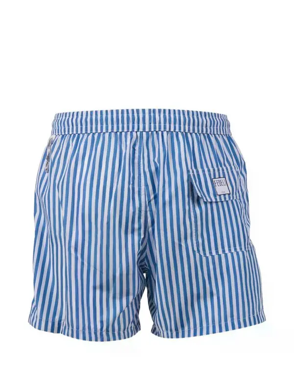 Fedeli Striped Swim Shorts - Blue