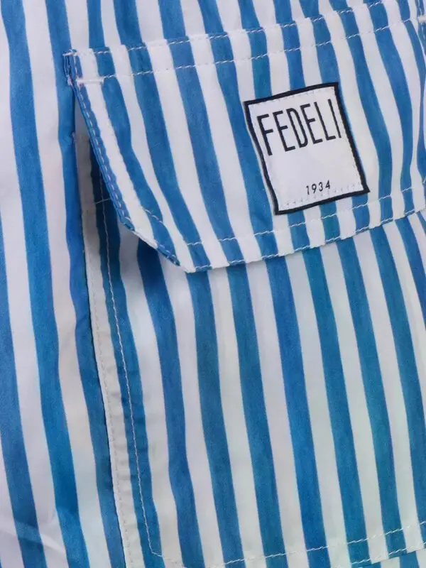 Fedeli Striped Swim Shorts - Blue