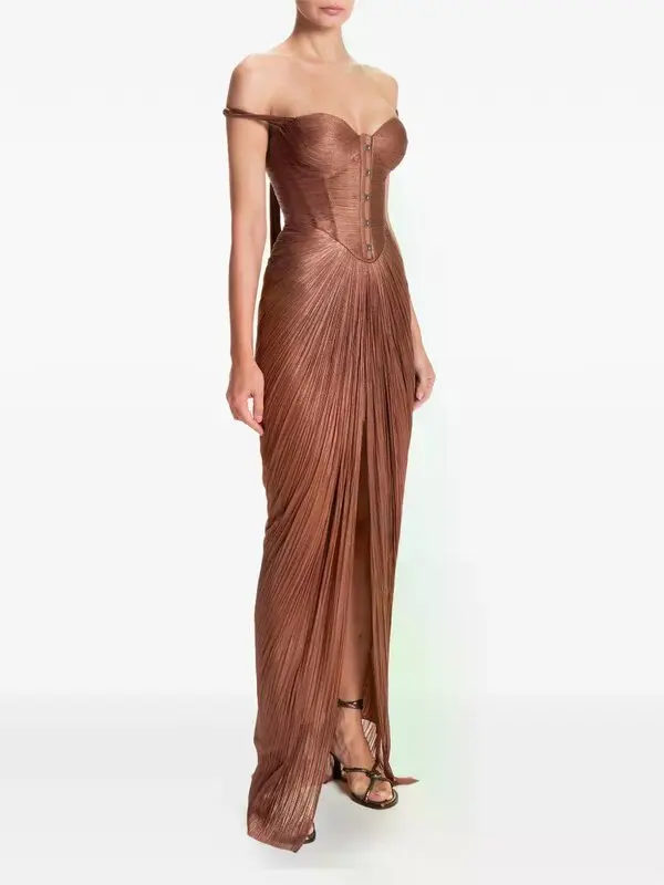 MARIA LUCIA HOHAN Susies Corset-detail Maxi Dress - Brown