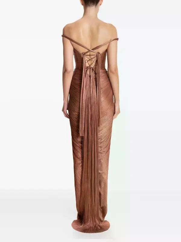MARIA LUCIA HOHAN Susies Corset-detail Maxi Dress - Brown