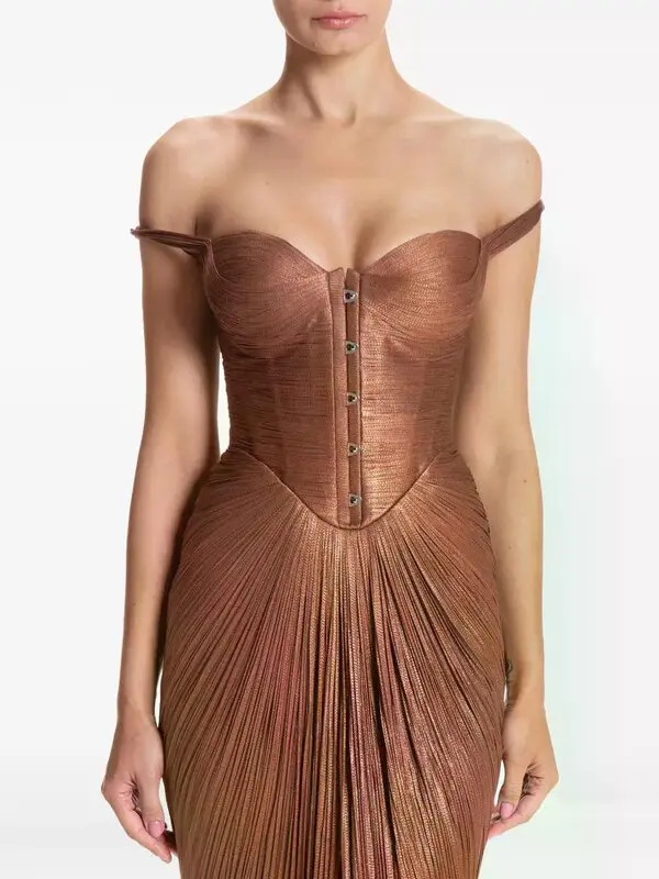 corset detail maxi dress Women's Baby Pink Bandeau Corset Drape Detail Maxi Dress