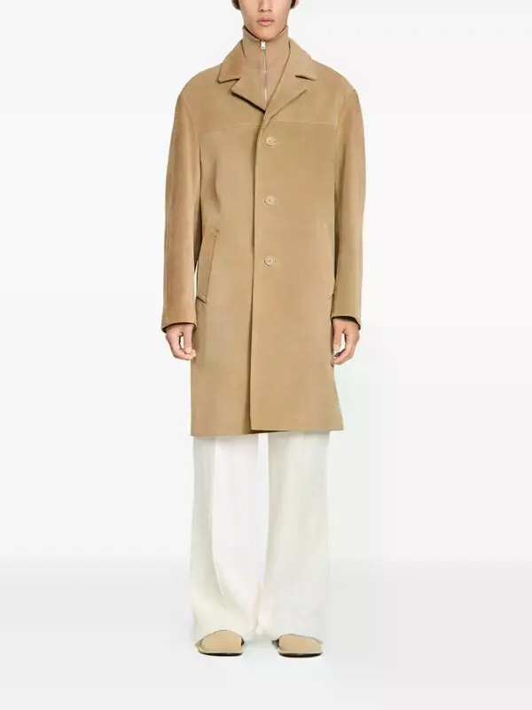 Sandro Tailored Belted Suede Coat - Neutrals