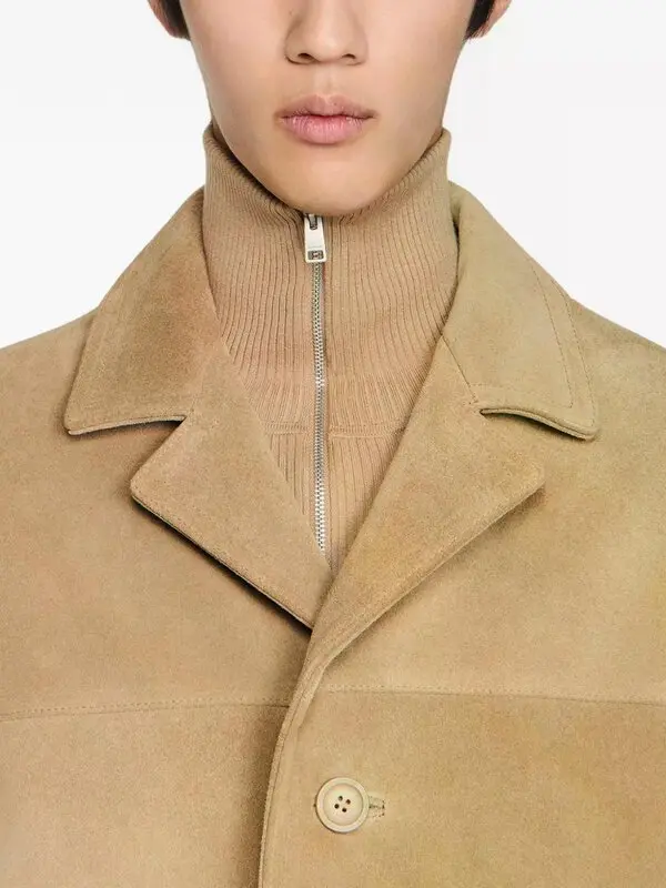 Sandro Tailored Belted Suede Coat - Neutrals