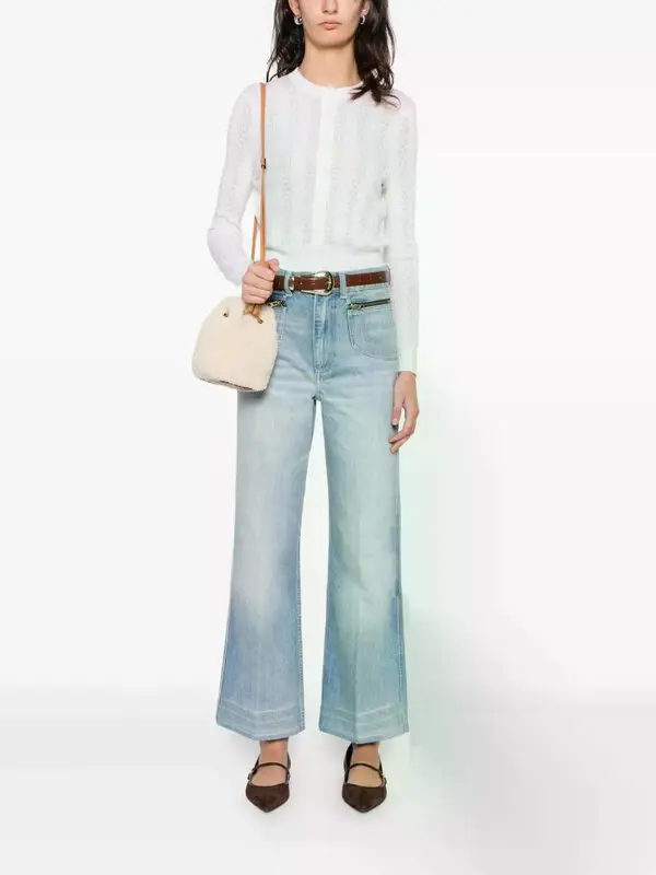 Sandro Faded Straight Zipped Cotton Jeans