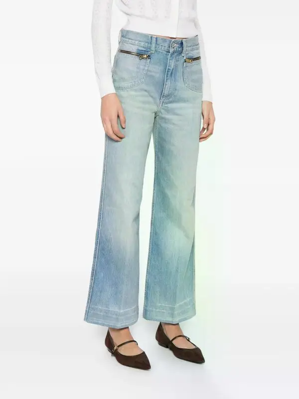 Sandro Faded Straight Zipped Cotton Jeans