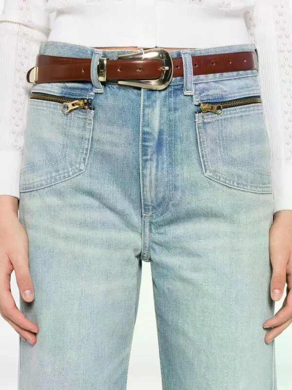 Sandro Faded Straight Zipped Cotton Jeans