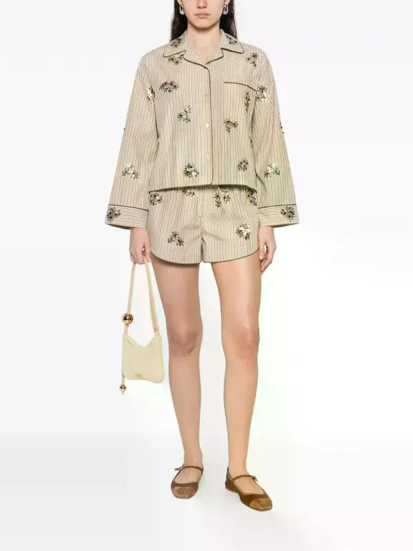 Sandro Striped-pattern Floral Shorts