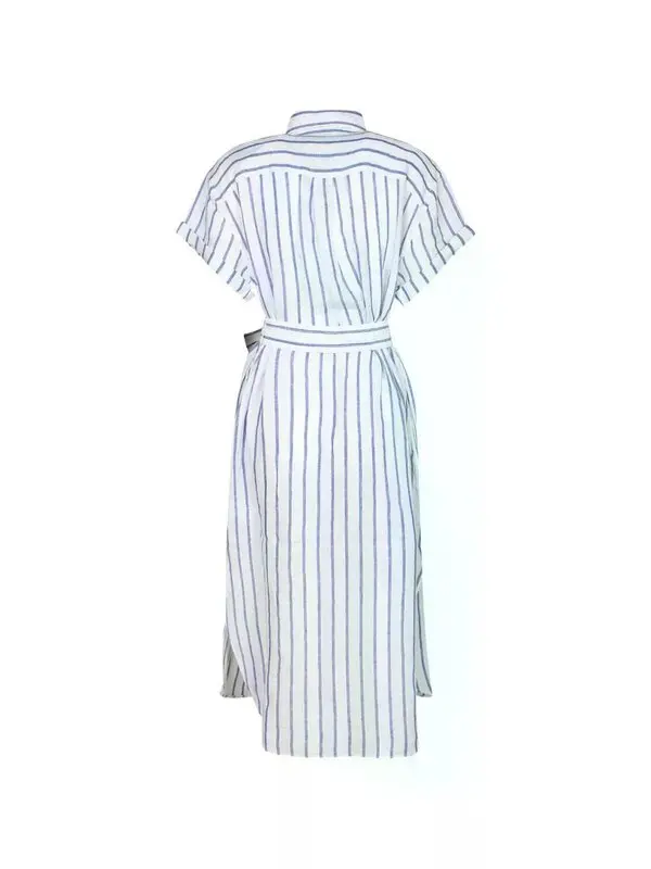 Polo Ralph Lauren Striped Linen Midi Shirt Dress - White