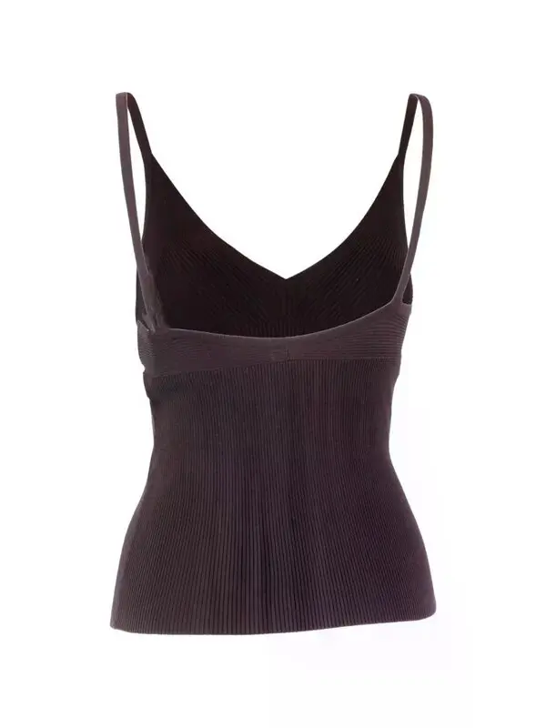 P.a.r.o.s.h V-neck Ribbed Knit Top - Brown
