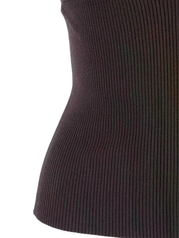 P.a.r.o.s.h V-neck Ribbed Knit Top - Brown