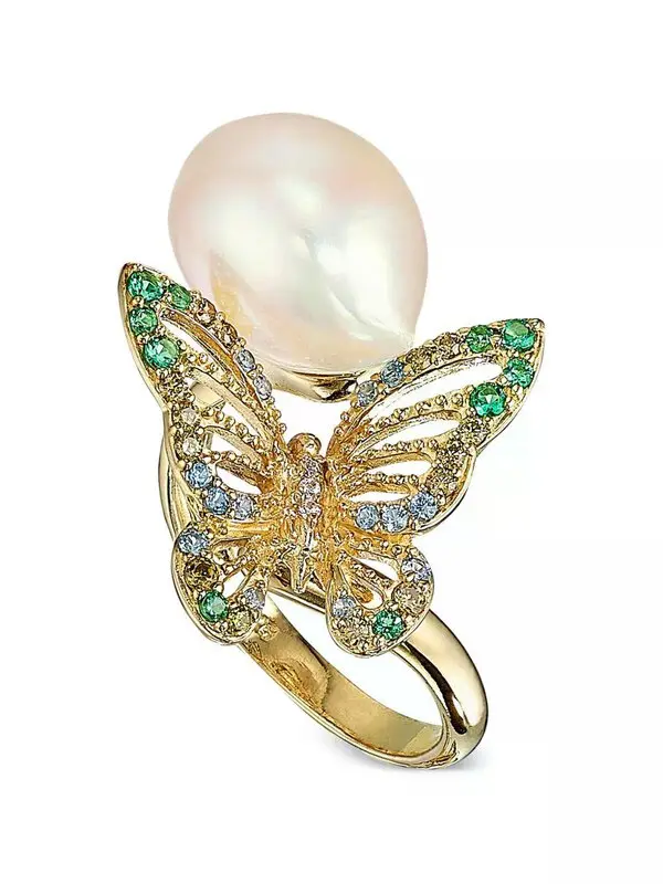 ANABELA CHAN Butterfly Multi-stone Ring With Pearl