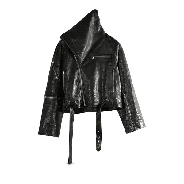 Rick Owens Cropped Scarf Flight Jacket - Black