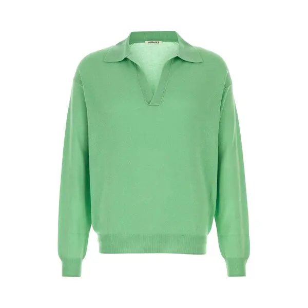 Auralee Super Fine Cashmere Silk Knit Skipper Polo