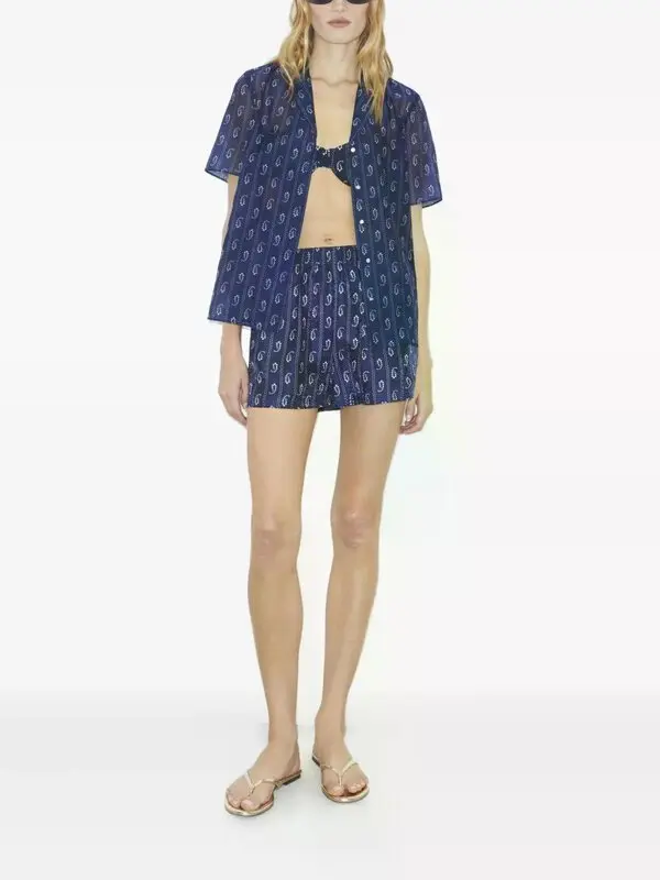 Tory Burch Printed Camp Shirt - Blue