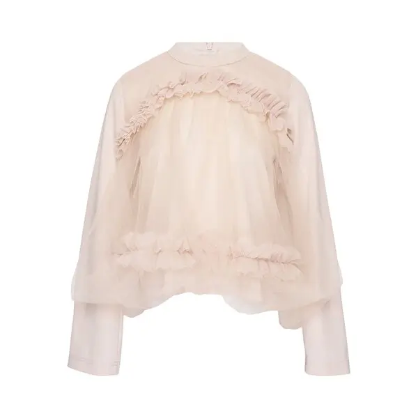 COMME DES GARÇONS NOIR Sheer Ruffle Trim T-shirt