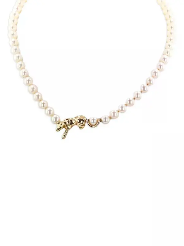 CARTIER 18k Pearl Panther Necklace - Yellow Gold