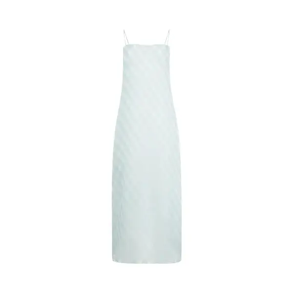 Auralee Sheer Silk Cotton Cut Jacquard Camisole Dress - Blue