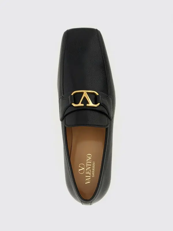 Valentino Garavani Vlogo Signature Natural Grain Leather Loafers