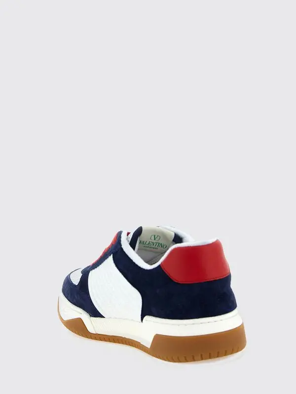 Valentino Garavani Sparry Leather And Suede Sneakers - Blue