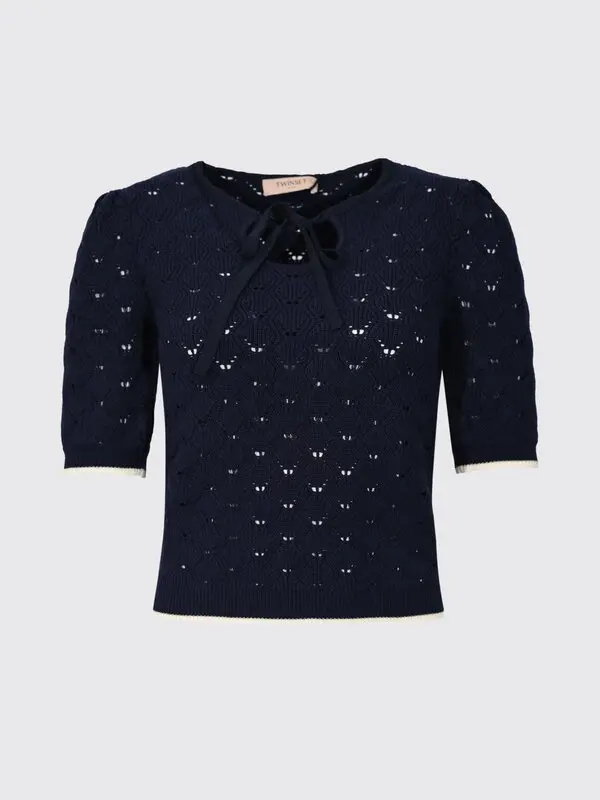 TWINSET Knit Pullover With Tie Neck Detail