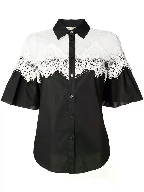 TWINSET Lace Panel Shirt - Black