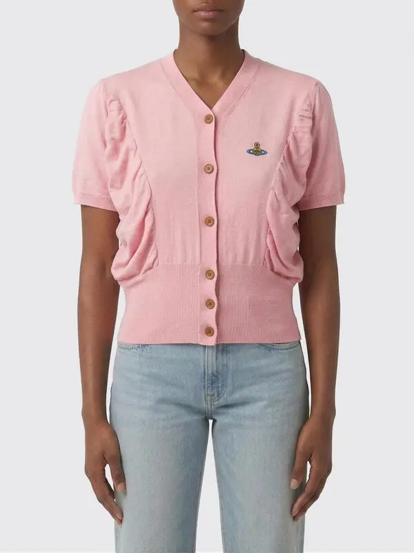 VIVIENNE WESTWOOD Wool And Silk Cardigan With Ruffles - Pink