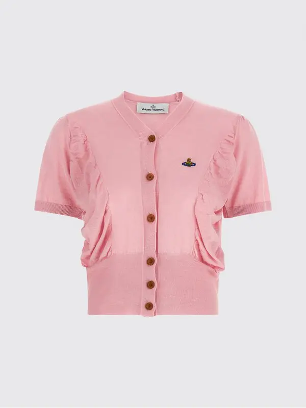 VIVIENNE WESTWOOD Wool And Silk Cardigan With Ruffles - Pink