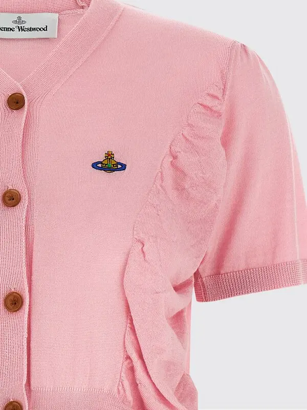 VIVIENNE WESTWOOD Wool And Silk Cardigan With Ruffles - Pink