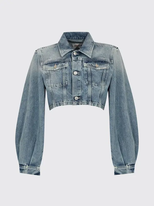 CYCLE Cropped Denim Jacket With Voluminous Sleeves