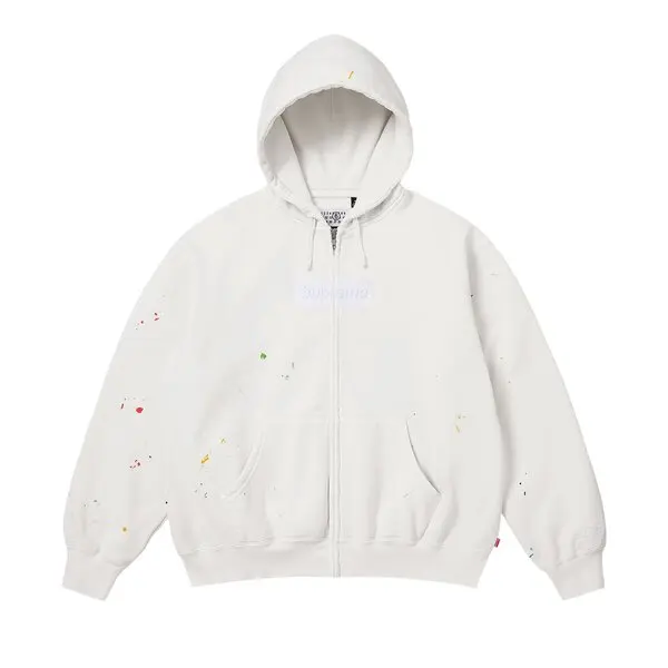 Supreme X Mm6 Maison Margiela Box Logo Zip Up Hooded Sweatshirt - White
